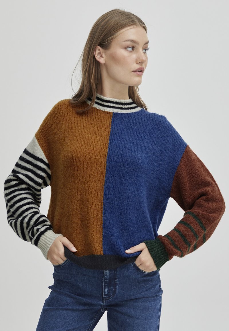 PULZ PZASTRID COLOR BLOCK - Jersey de punto - multi color/azul marino ...