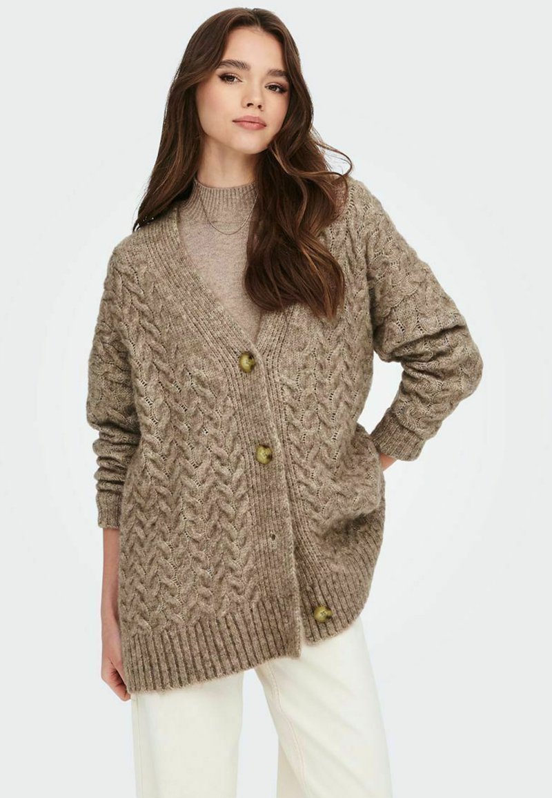 ONLY LONGLINE - Chaqueta de punto - mocha meringue/marrón - Zalando.es