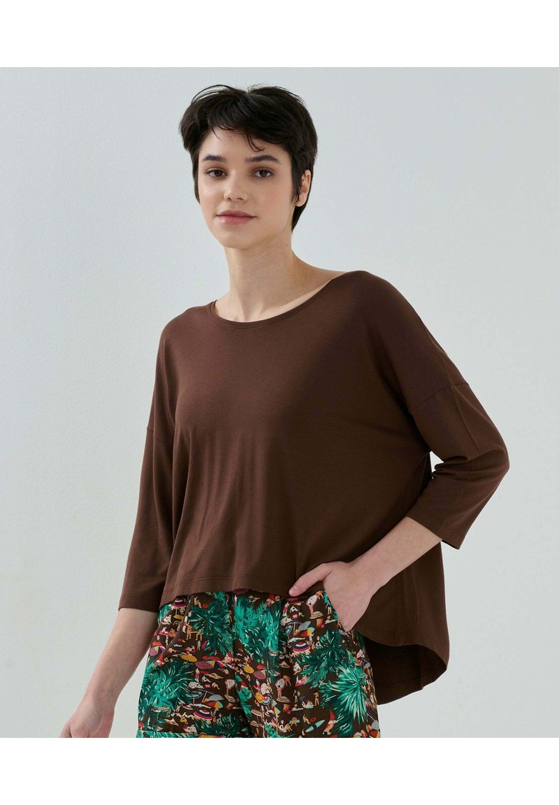 anou anou CLASSIC BLOUSE - Langærmet T-shirt - brown/brun - Zalando.dk