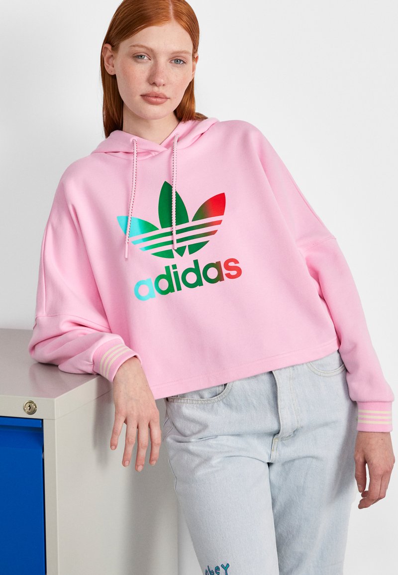 adidas Originals ADICOLOR 70S CROPPED HOODIE - Felpa - true pink/fuxia ... adidas Originals ADICOLOR 70S CROPPED HOODIE - Felpa - true pink/fuxia ...