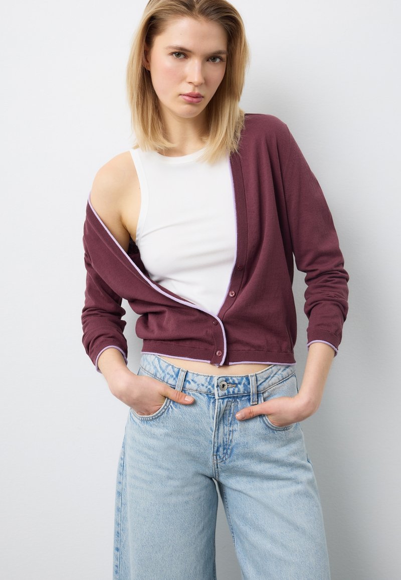 Stefanel OVERSIZED DEEP V - Cardigan - burgundy/red - Zalando