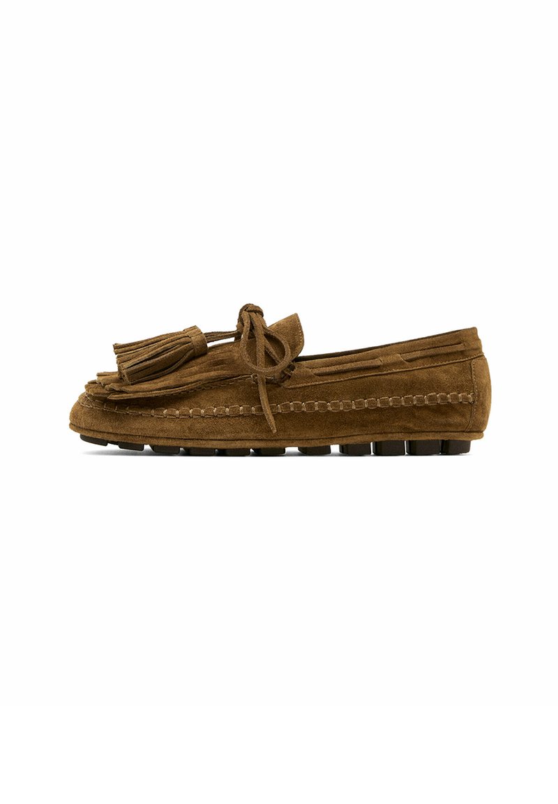 Massimo Dutti SPLIT WITH FRINGING AND TASSELS - Slip-ons - brown ...