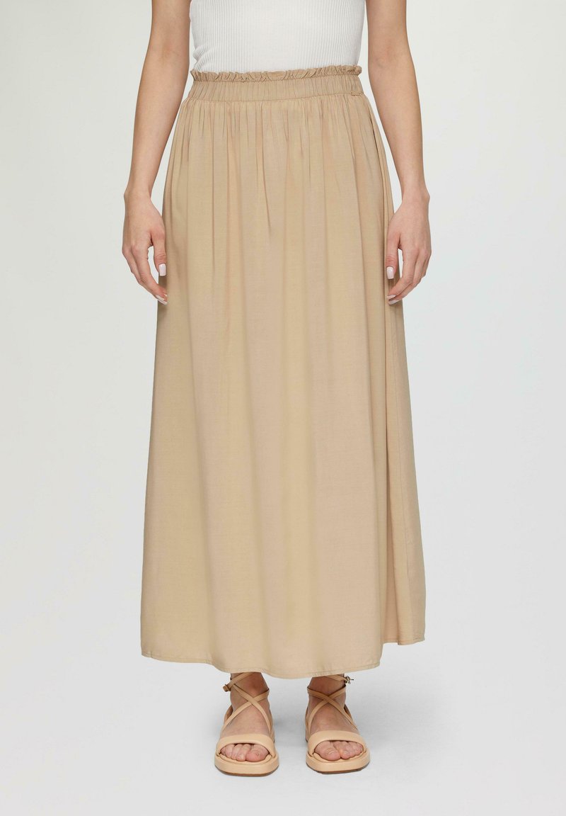 QS ELASTISCHEM BUND HIGH RISE - Jupe longue - beige - ZALANDO.FR