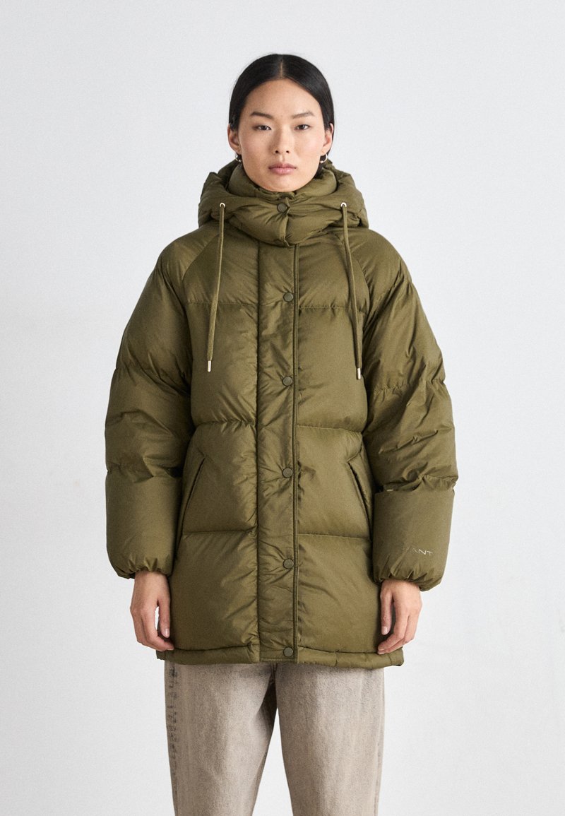 GANT MID LENGTH JACKET - Down coat - dark cactus/khaki - Zalando.ie