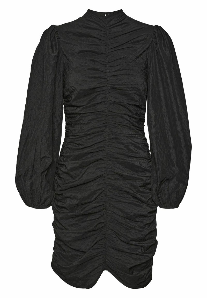 Vero Moda VERA L/S ROUCHING WVN EXP - Day dress - black - Zalando
