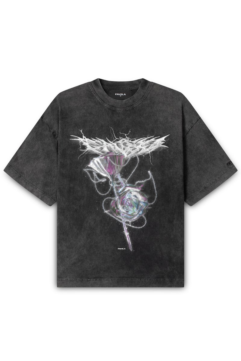 FAVELA CHROME ROSE UNISEX - Print T-shirt - black washed/black ...