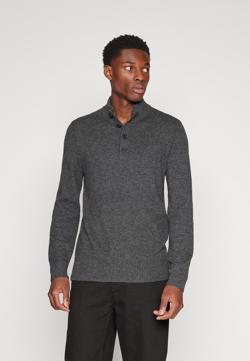 GAP WARMEST MOCK BUTTON - Striktrøje - grey heather/grå - Zalando.dk