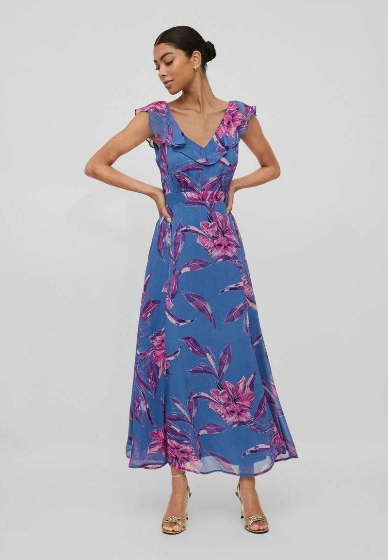 VILA GEBLÜMTES - Maxi-jurk - federal blue/blauw - Zalando.nl