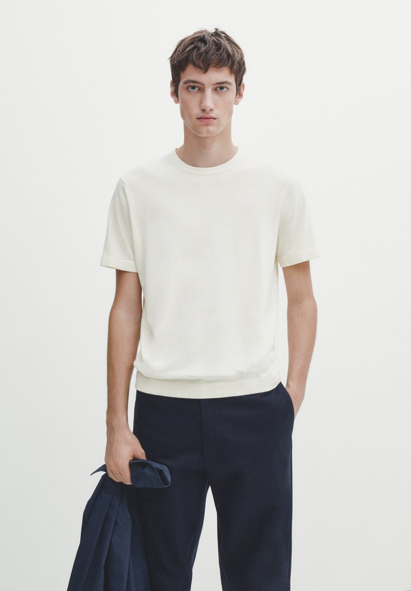 Massimo Dutti SHORT SLEEVE - T-shirt basic - beige - Zalando.it