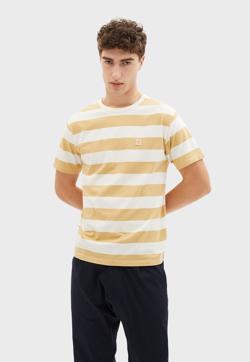 Thinking Mu STRIPES - T-shirt con stampa - mustard/senape - Zalando.it