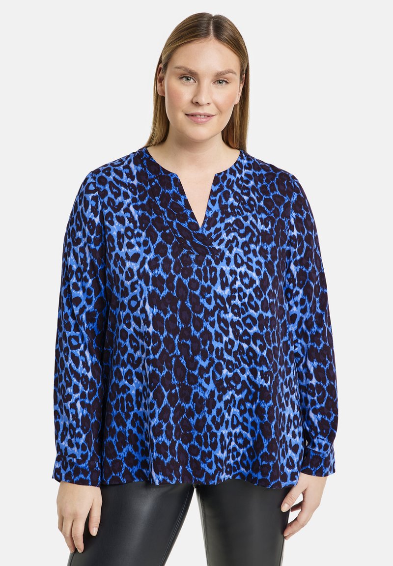 Samoon MIT ANIMAL - Blouse - dark lake blue gemustert/blauw - Zalando.be