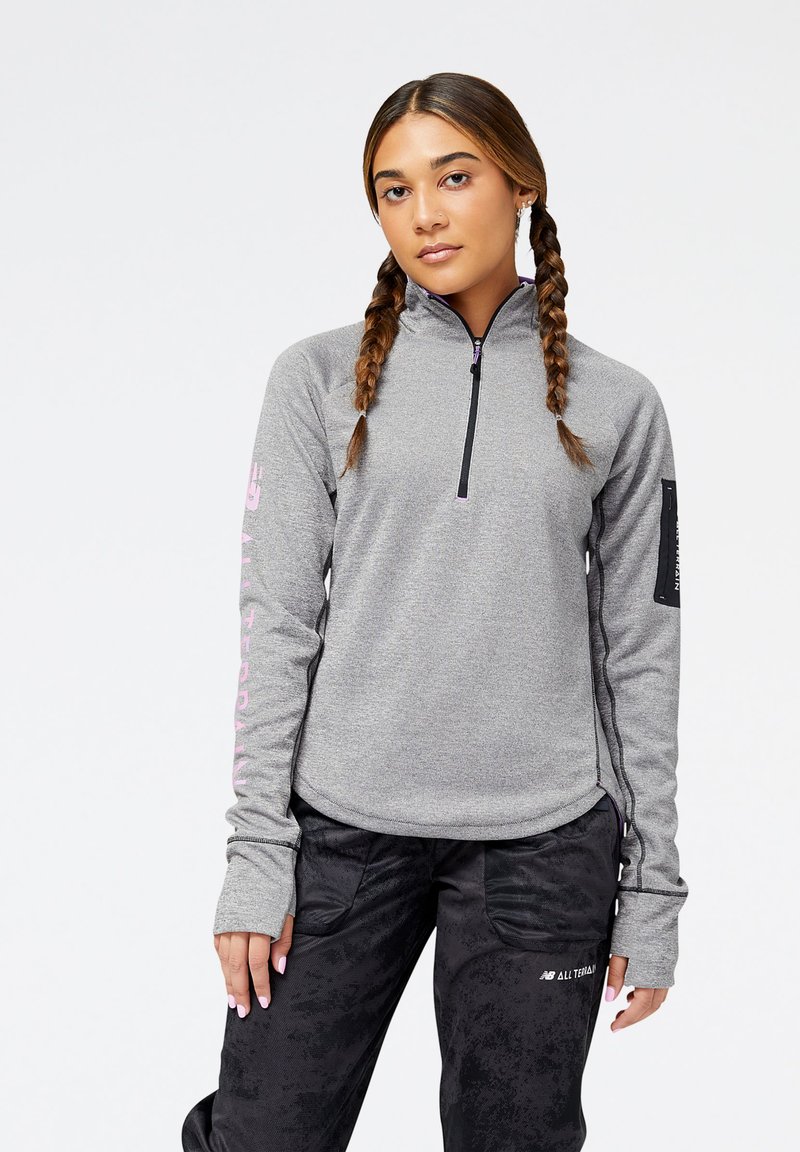 New Balance AT HALF ZIP - Sport T-shirt - black heather/zwart - Zalando.nl