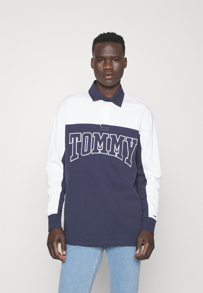 Tommy Jeans COLORBLOCK RUGBY - Long sleeved top - twilight navy/dark ...