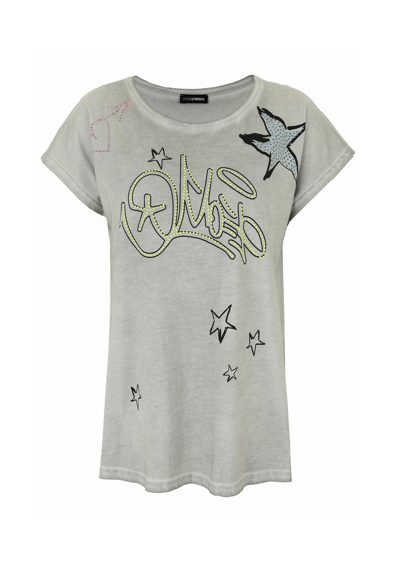 DORIS STREICH Print T-shirt - hellgrau/light grey - Zalando