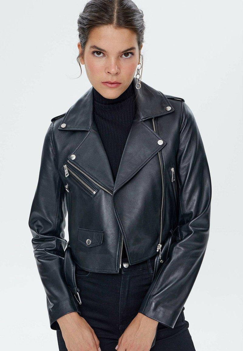 Derimod Leather jacket - black - Zalando.de