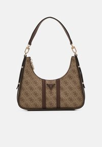 Guess NOREEN TOP ZIP SHOULDER BAG - Handbag - latte logo/brown/brown ...