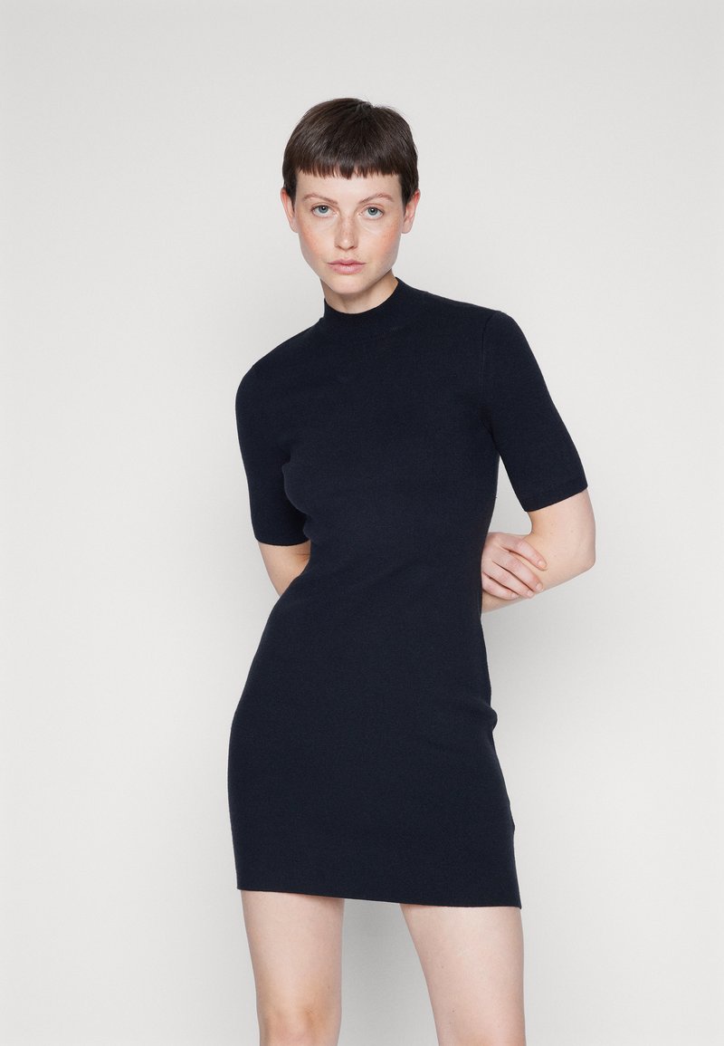 Abercrombie & Fitch SHELL RUCHED MIDI DRESS - Etuikleid - black/schwarz ...