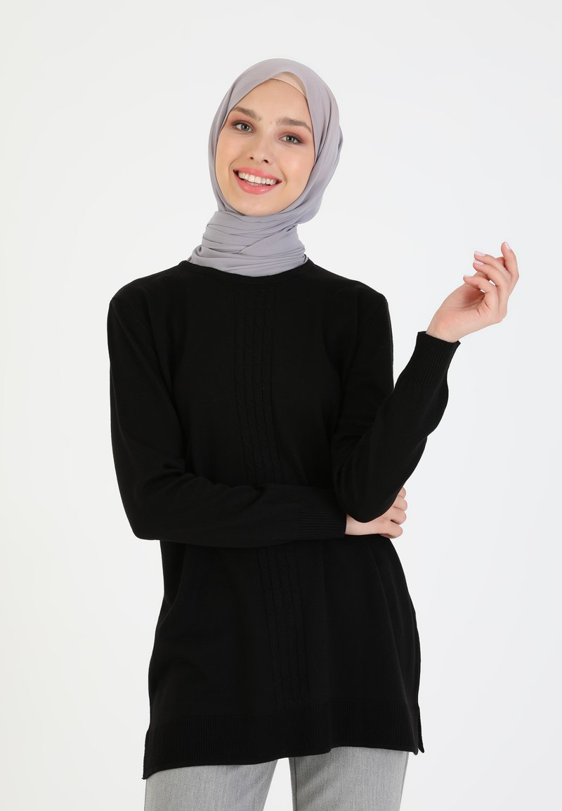 Modanisa TUNIC - Stickad tröja - black/svart - Zalando.se