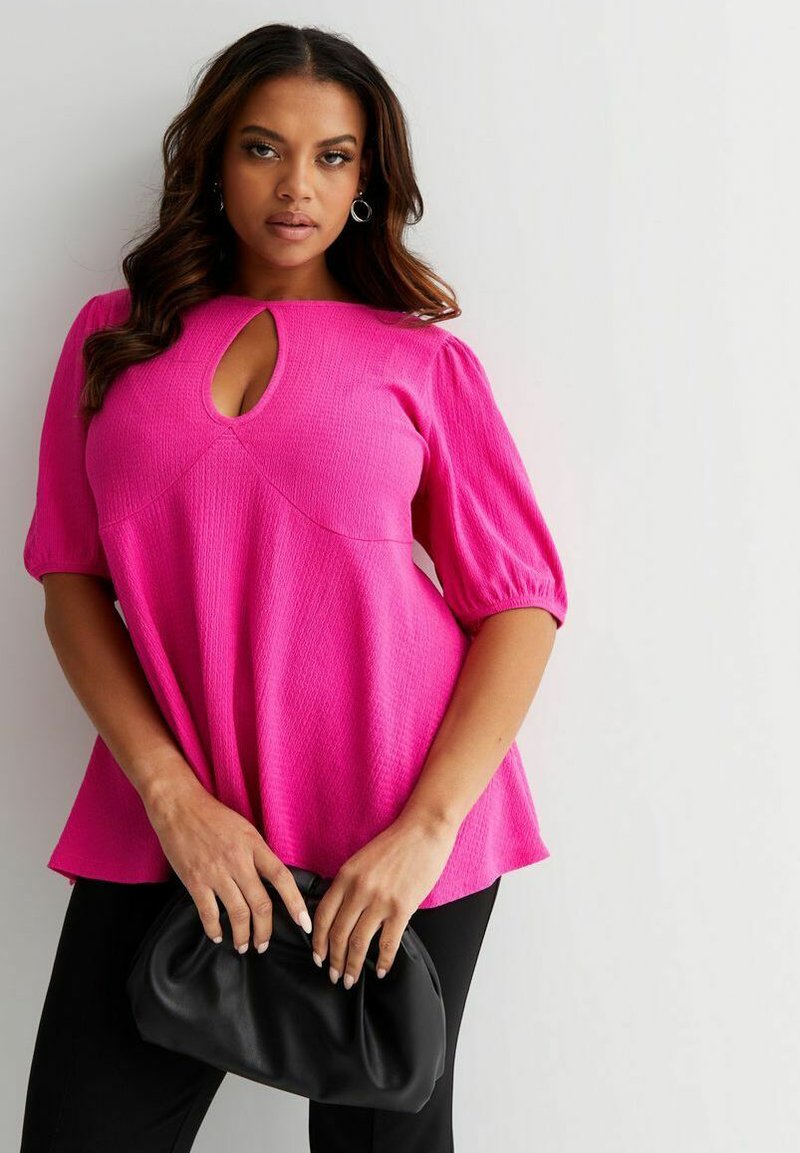 New Look Curves CURVES BRIGHT CRINKLE KEYHOLE PEPLUM - Camicetta ...