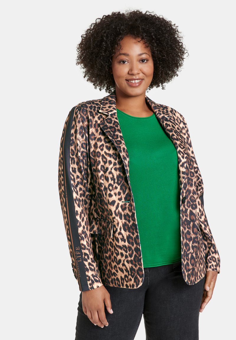 Samoon LANGARM SCUBA MIT LEO DESSIN - Blazer - black gemustert/black ...