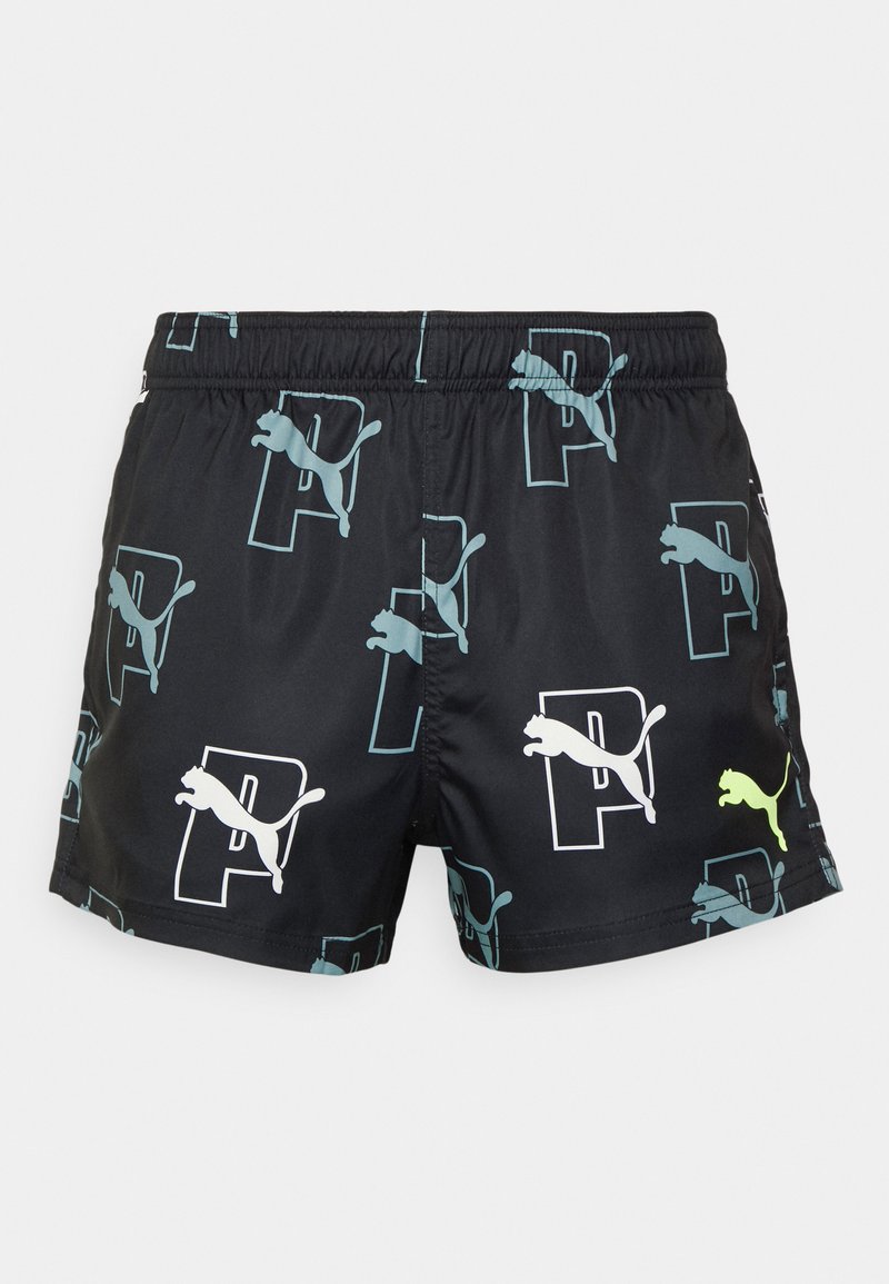 Puma SWIM MEN PRINT CAT LOGO - Swimming shorts - black combo/white ...