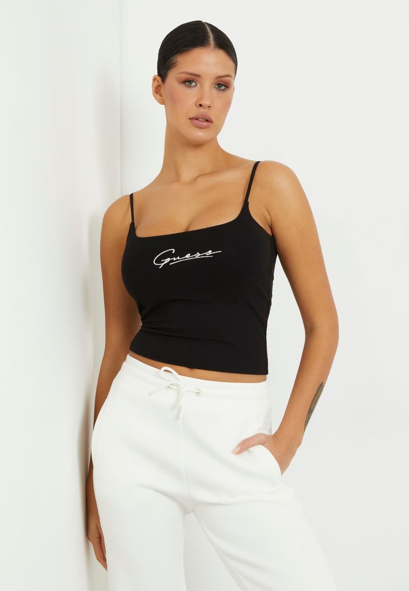 Guess STRETCH-TANK FRONTLOGO - Top - schwarz/black - Zalando.ie
