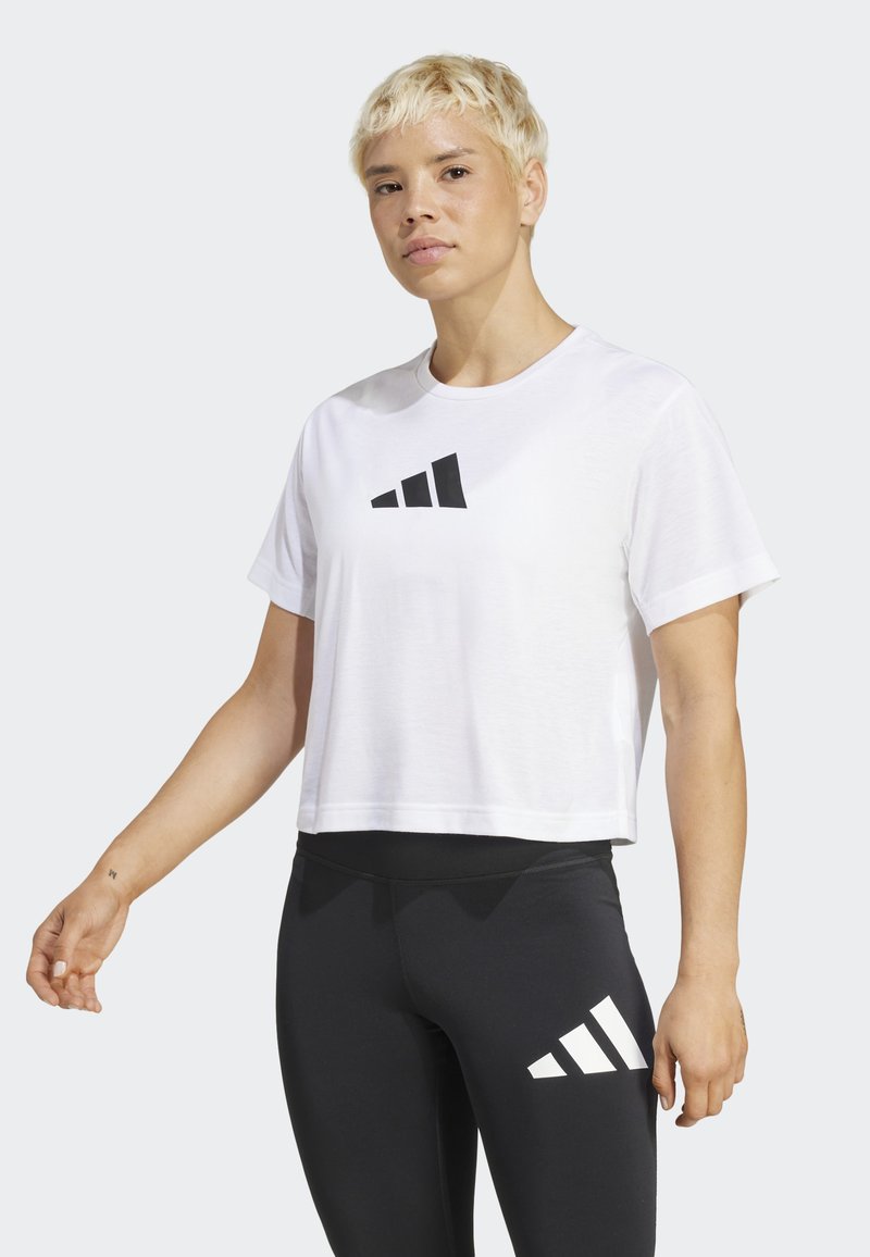 adidas Performance ESSENTIALS BIG PERFORMANCE - Print T-shirt - white ...