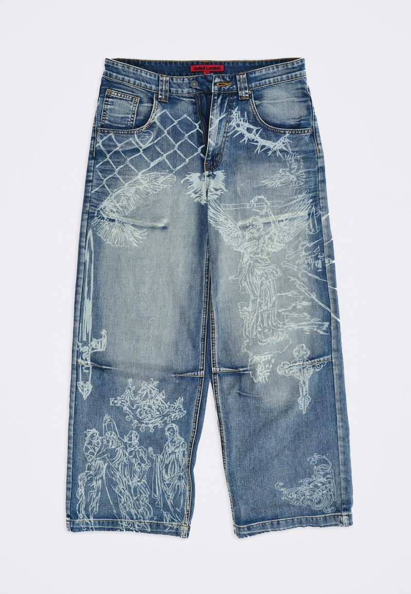 Jaded London DISCHARGE TATTOO - Baggy jeans - blue denim/blauw denim ...