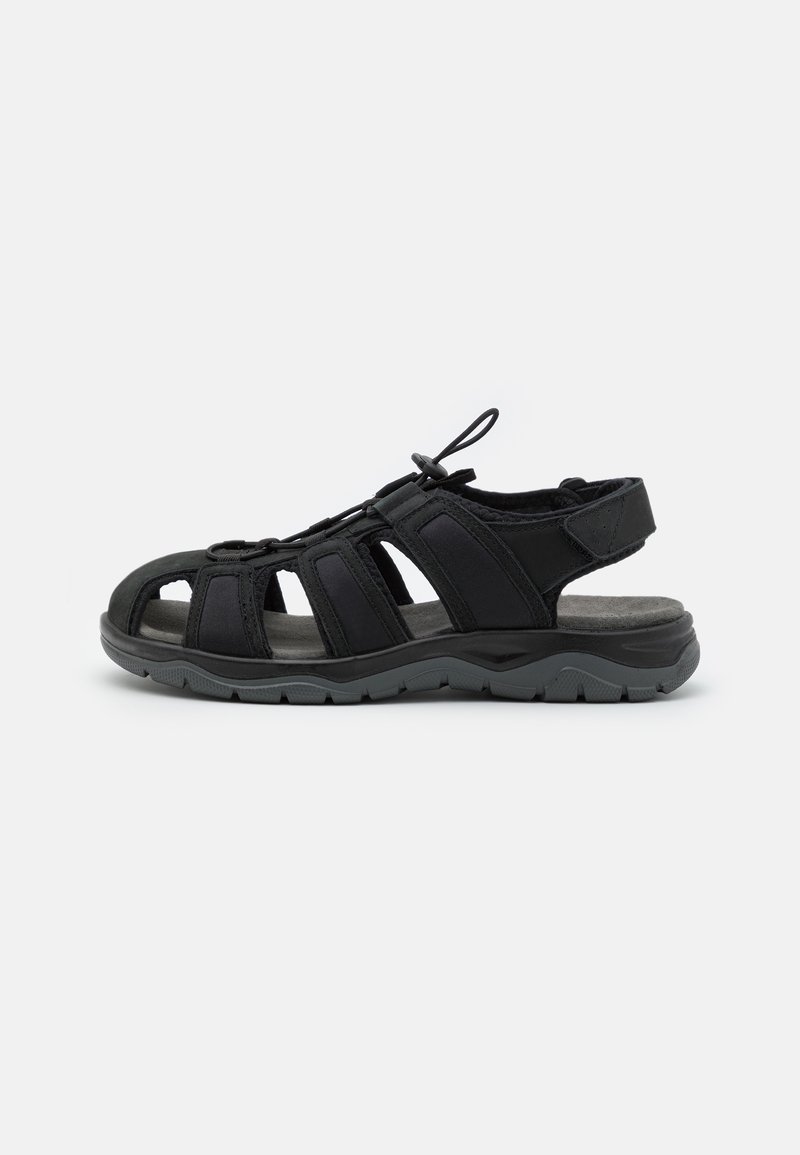 Pier One LEATHER - Walking sandals - black - Zalando.ie