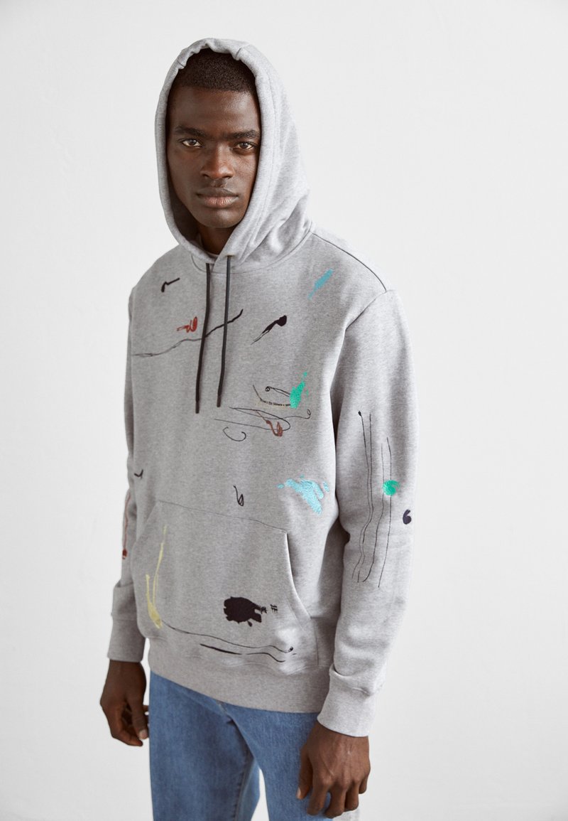 Paul Smith MARK EMBROIDERED HOODY - Sweatshirt - grey melange/grau ...