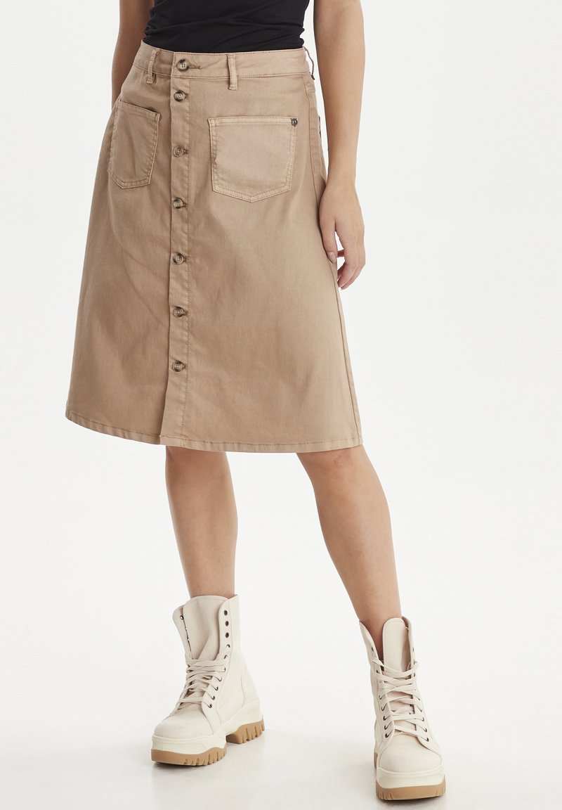 PULZ DITTE - Falda acampanada - tannin/rosa - Zalando.es