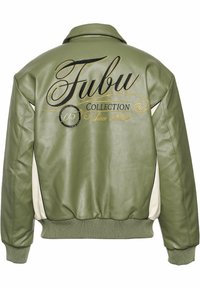 FUBU FB INITIALS COACH - Chaqueta de cuero - olive white/verde - Zalando.es