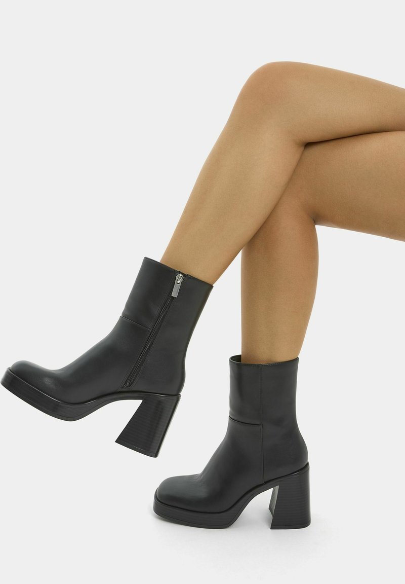 Bershka BLOCK - High heeled ankle boots - black - Zalando.ie