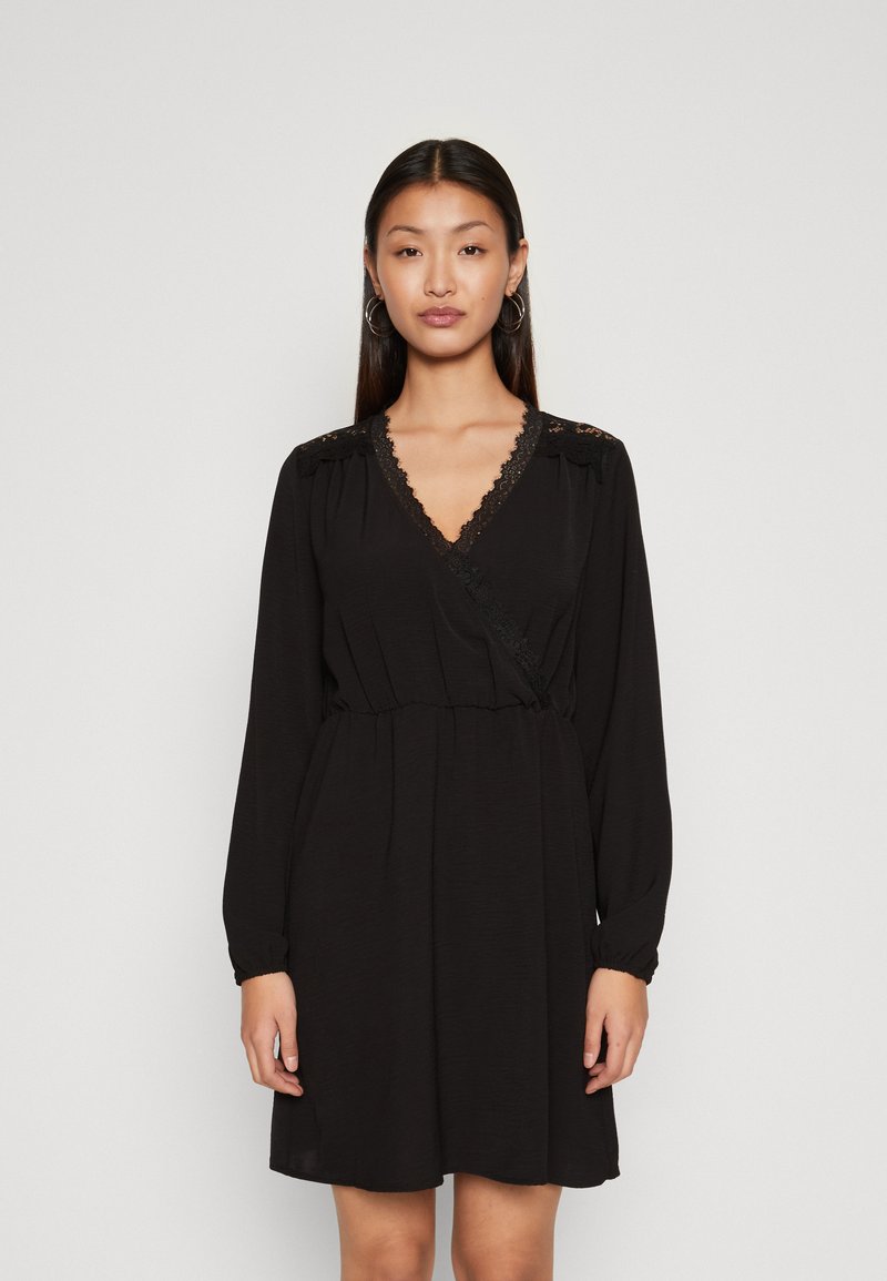 Vero Moda VMALVA WRAP SHORT DRESS - Day dress - black - Zalando.ie