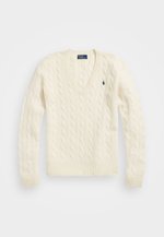 Polo Ralph Lauren CABLE-KNIT WOOL-CASHMERE V-NECK JUMPER - Strickpullover - cream/offwhite ...