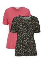 Cellbes of Sweden 2 PACK - T-Shirt print - black floral / cerise solid ...