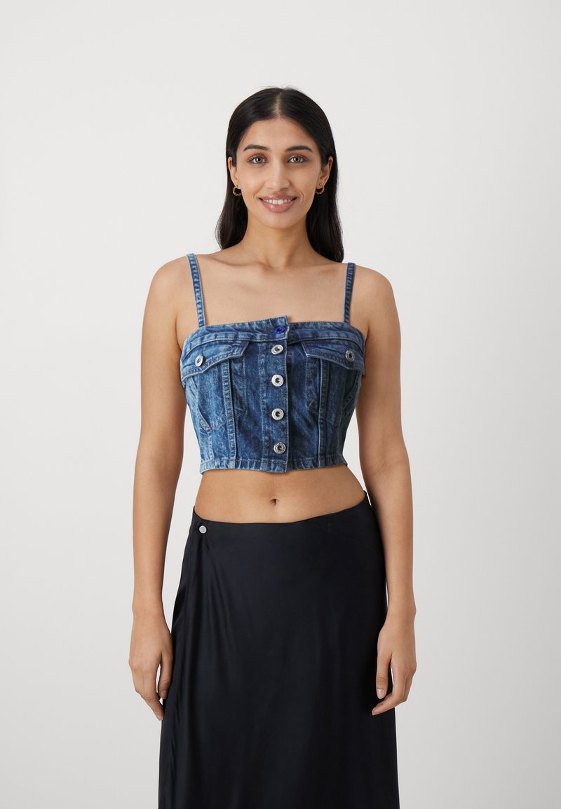 Karl Lagerfeld Jeans RECYCLED - Top - dark blue stone/dark-blue denim ...