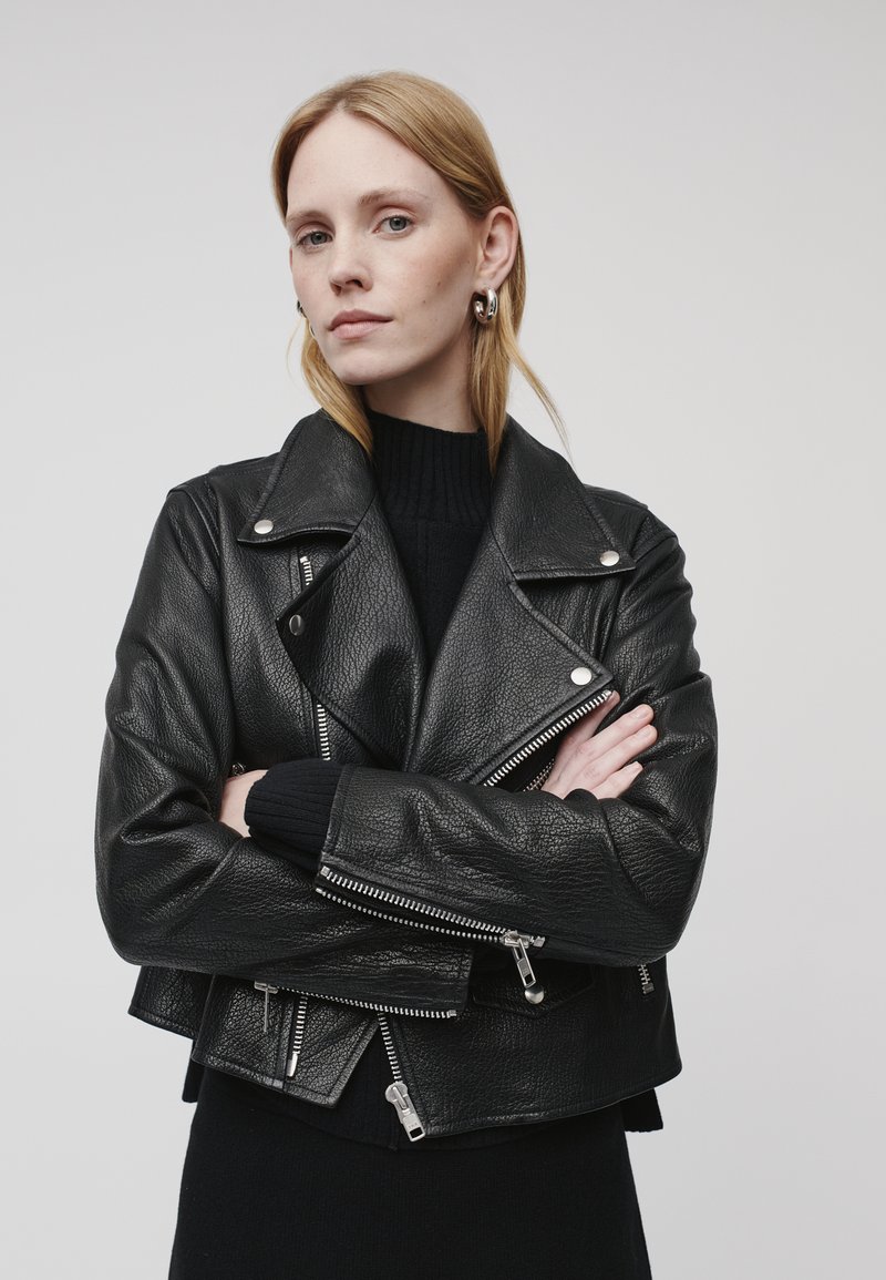 IVY OAK - Kurtka skórzana/czarny - Zalando.pl