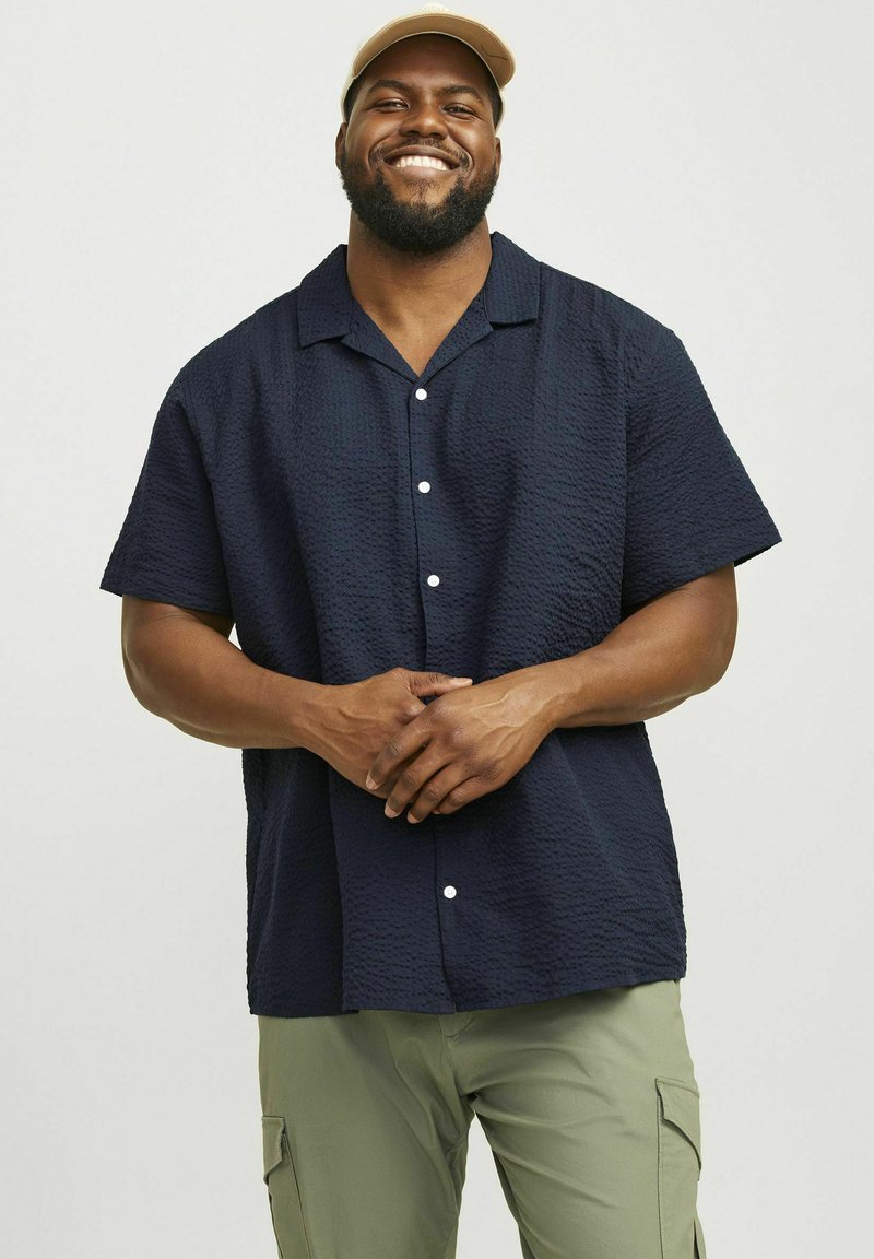 Jack & Jones AYDAN SEERSUCKER RESORT - Marškiniai - navy blazer/tamsiai ...