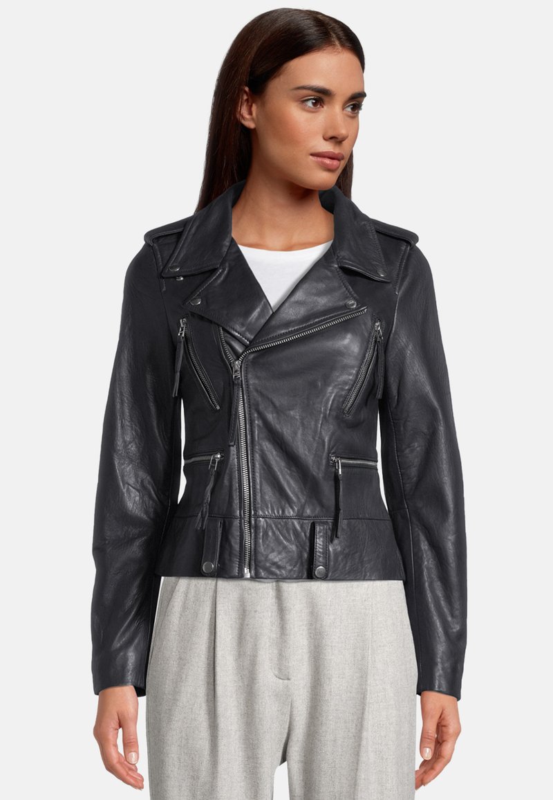 Goosecraft MILENA - Veste en cuir - midn/noir - ZALANDO.CH