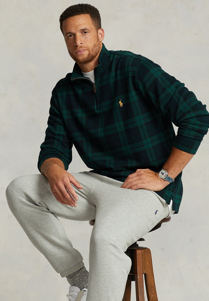 Polo Ralph Lauren Big & Tall PLAID ESTATE RIB QUARTER ZIP SWEATSHIRT ...