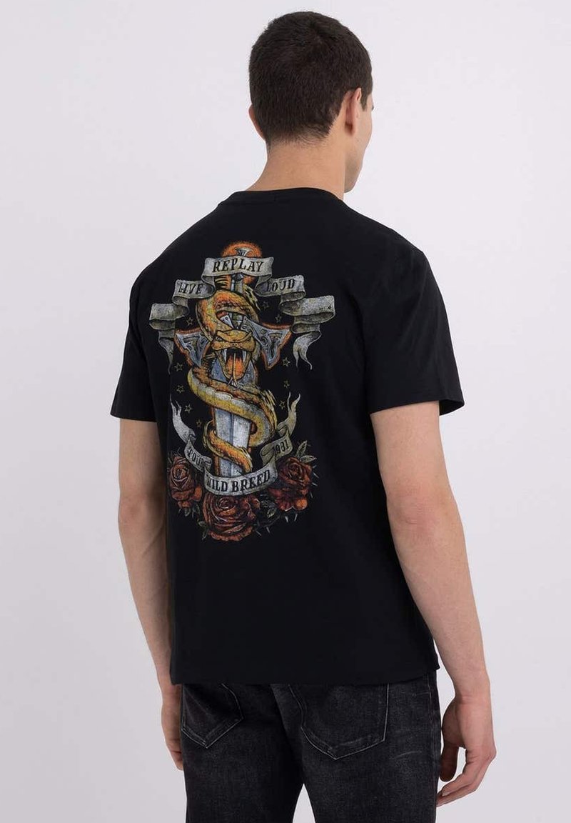 Replay T-shirts print - black grey/sort - Zalando.dk