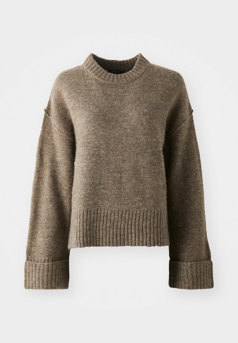 Gina Tricot FOLDED SLEEVE SWEATER - Jumper - brown melange/brown ...