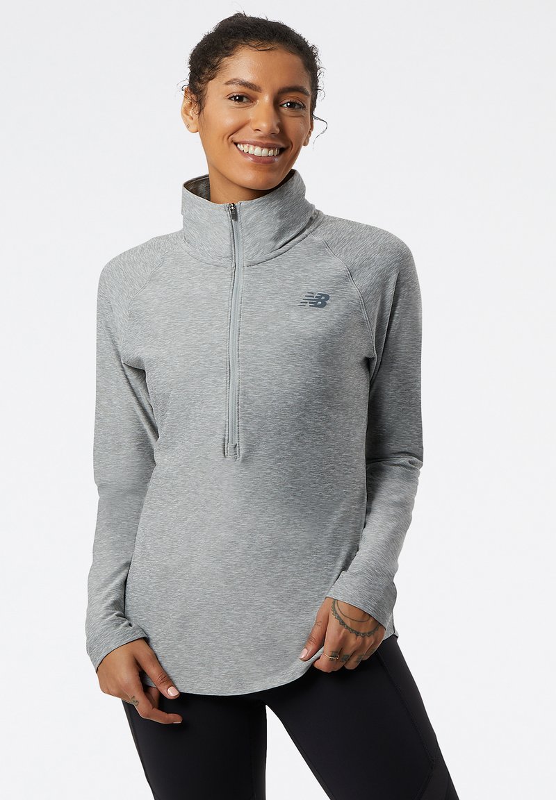 New Balance SPORT SPACEDYE 1/2 ZIP - Long sleeved top - athletic grey ...