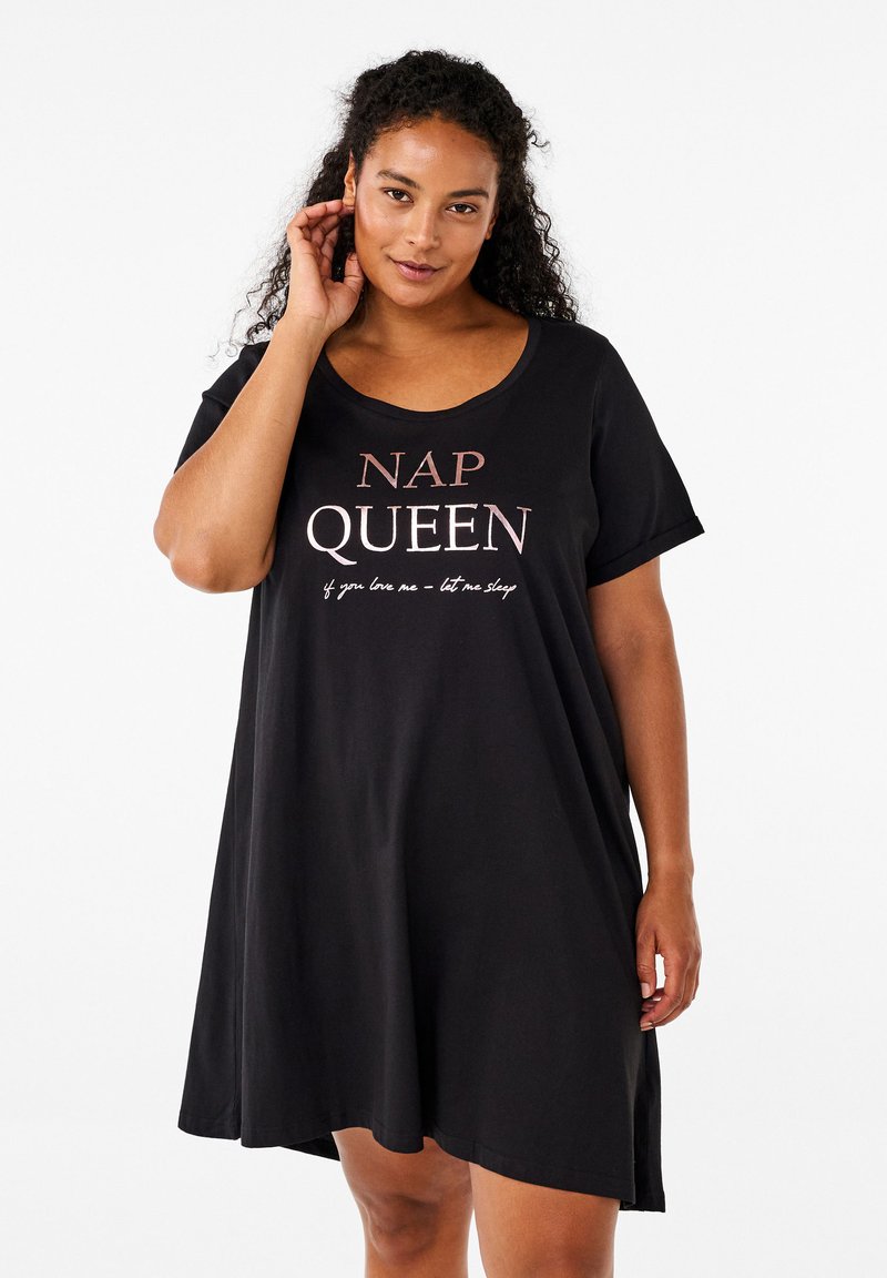 Zizzi KURZÄRMELIGES - Nattrøjer / negligé - black nap queen/sort ...