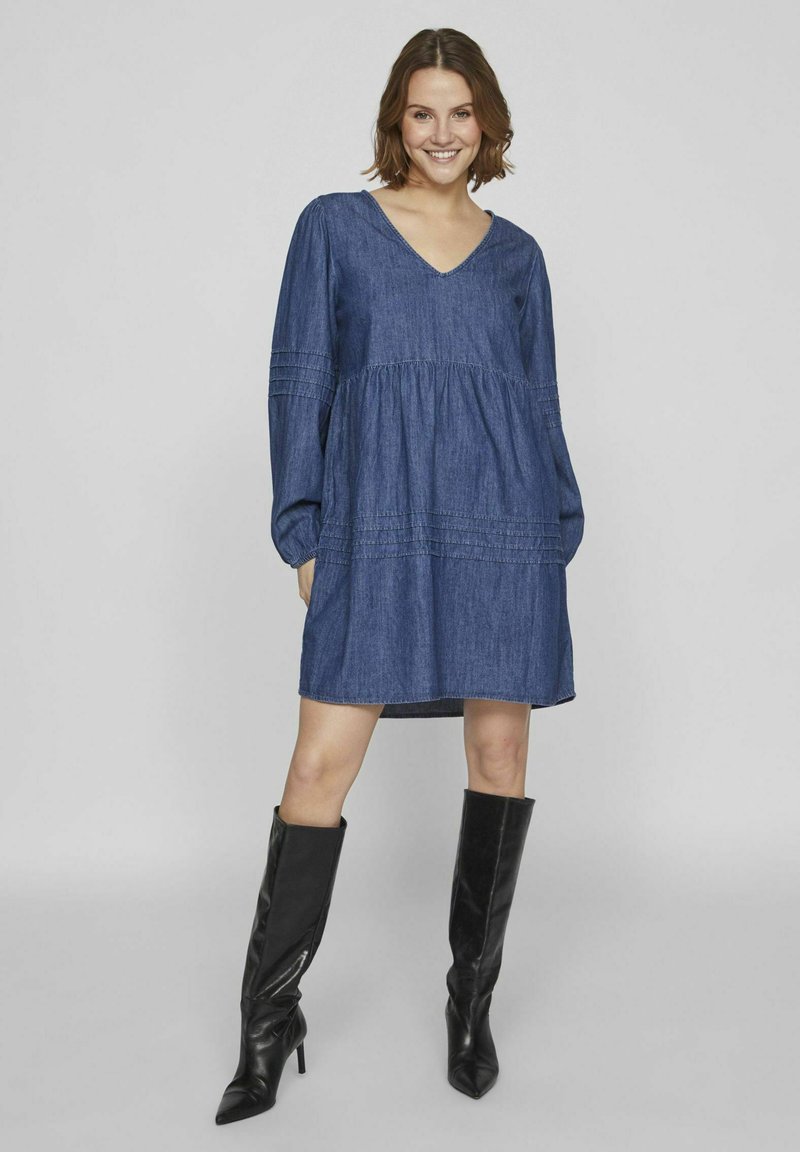 VILA LANGARM - Denim dress - medium blue denim/blue denim - Zalando.de
