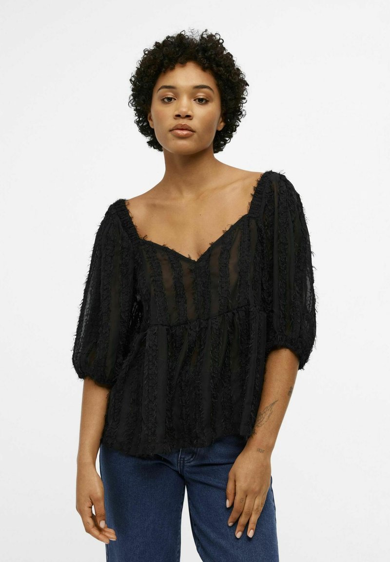 Object PUFFÄRMEL - Blouse - black - Zalando