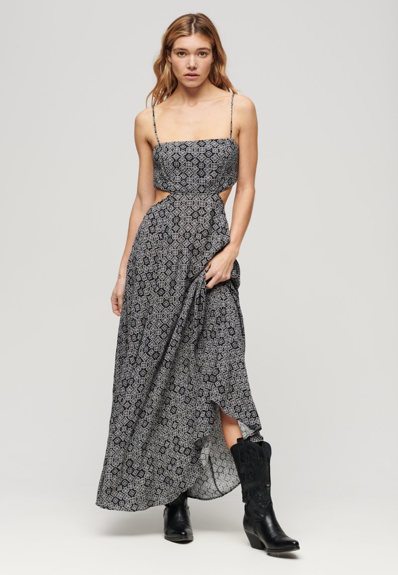 Superdry SHEERED BACK - Maxikleid - black s geo/schwarz - Zalando.ch
