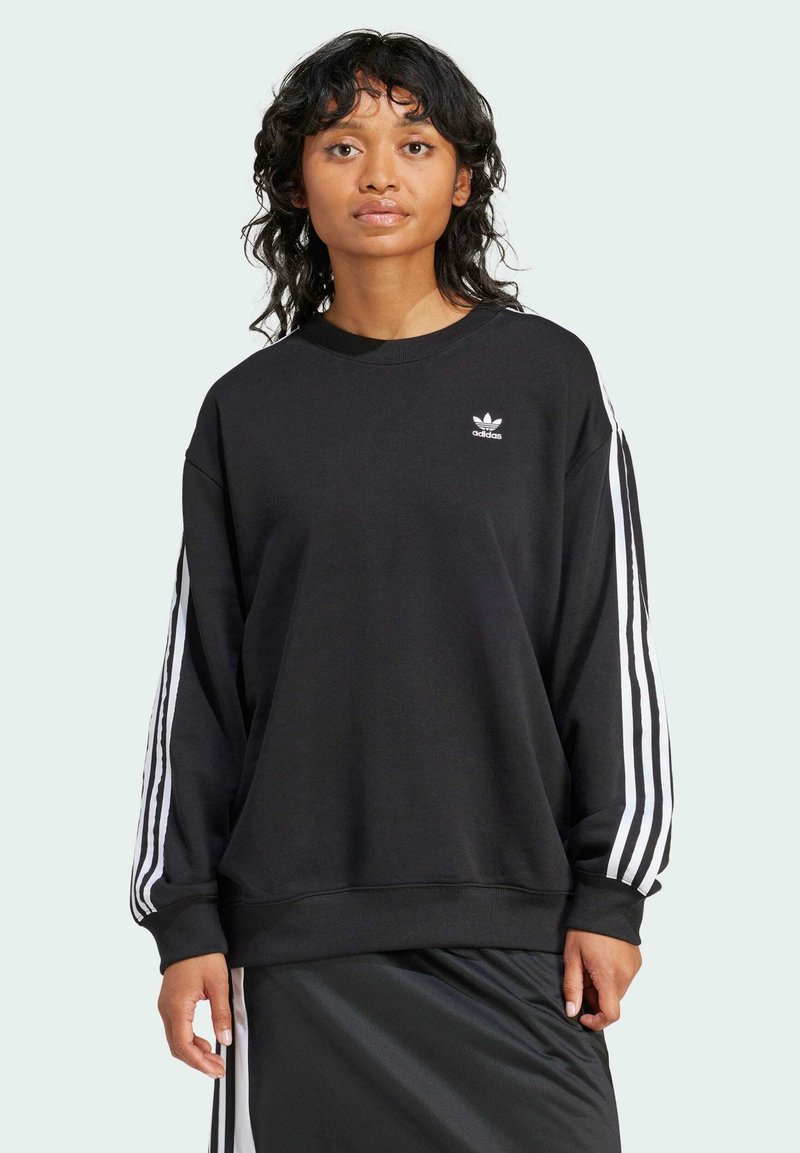adidas Originals 3-STRIPES OVERSIZED CREW - Sweatshirt - black - Zalando.ie