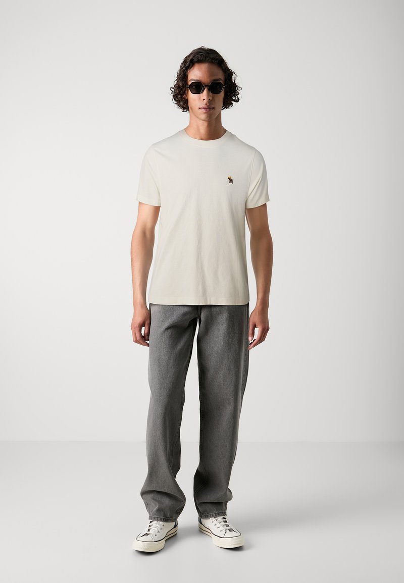Abercrombie & Fitch ICON TEE NEUTRALS 3 PACK - T-shirt basic - phantom/birch/bright white/wit ...